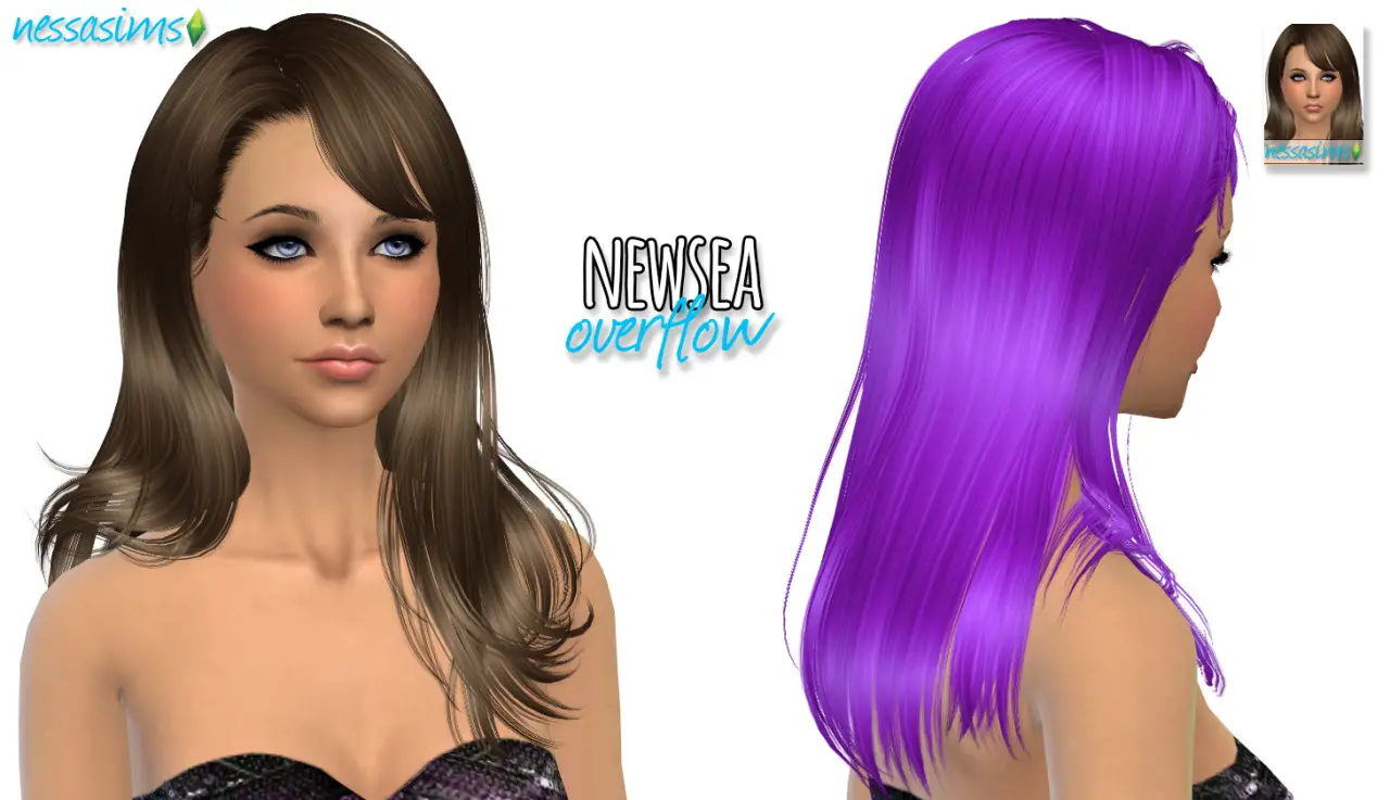 Sims 4 Hairs ~ Nessa Sims Newsea Overflow Hair Retextured