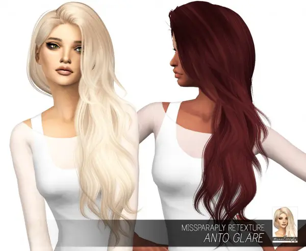 Sims 4 Hairs ~ Miss Paraply Anto`s Glare Hair Retextured