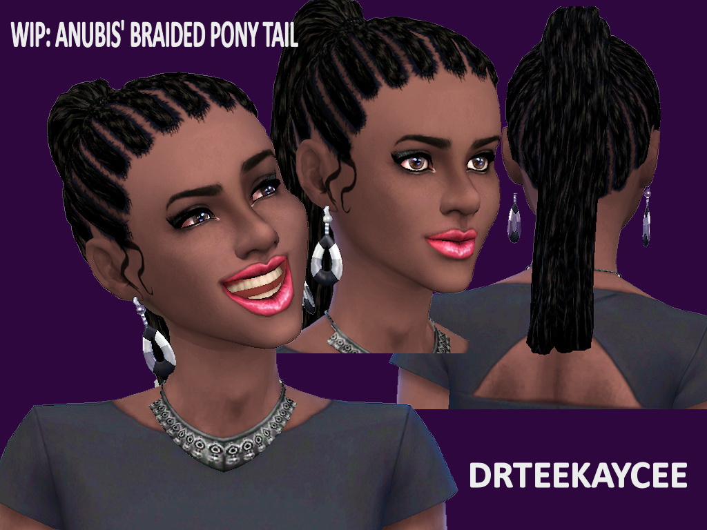 Sim Culture Nation: Anubis braided ponytail hairstyle retextured - Sims ...