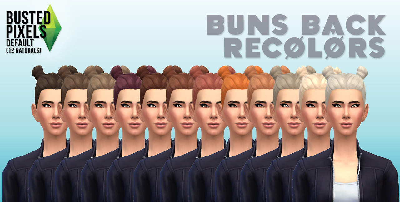 Busted Pixels: Buns back hairstyle - Sims 4 Hairs