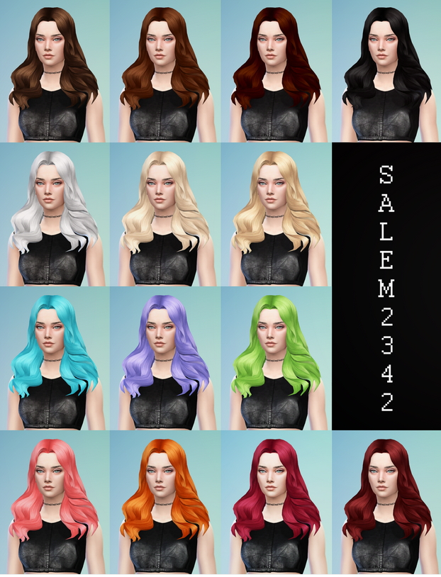 Salem2342: Middle part hairstyle - Sims 4 Hairs
