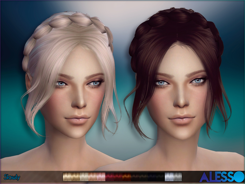 The Sims Resource: Slowly hairstyle by Alesso - Sims 4 Hairs