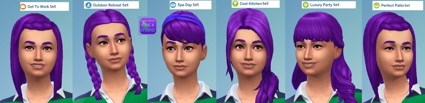 Mod The Sims: Hairstyle Set in Purple by wendy35pearly - Sims 4 Hairs