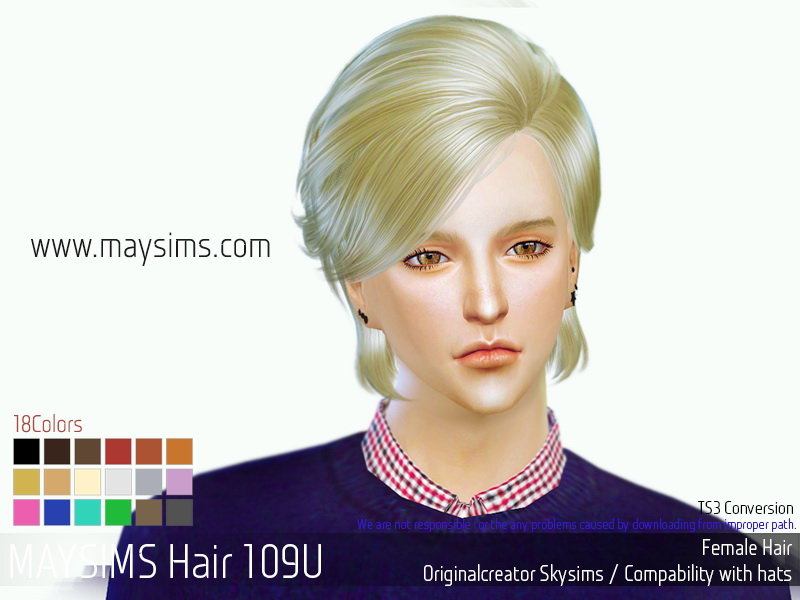 MAY Sims: May Hair 109 retextured - Sims 4 Hairs