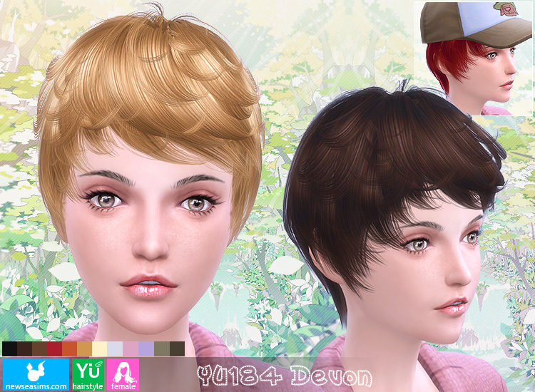 NewSea: YU 184 Devon hair - Sims 4 Hairs