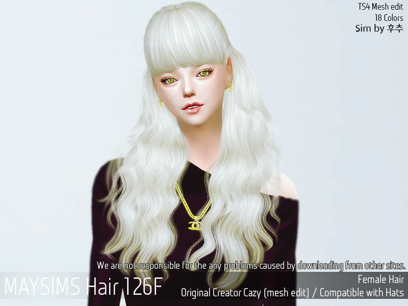 MAY Sims: May Hair 126F hair retextured - Sims 4 Hairs