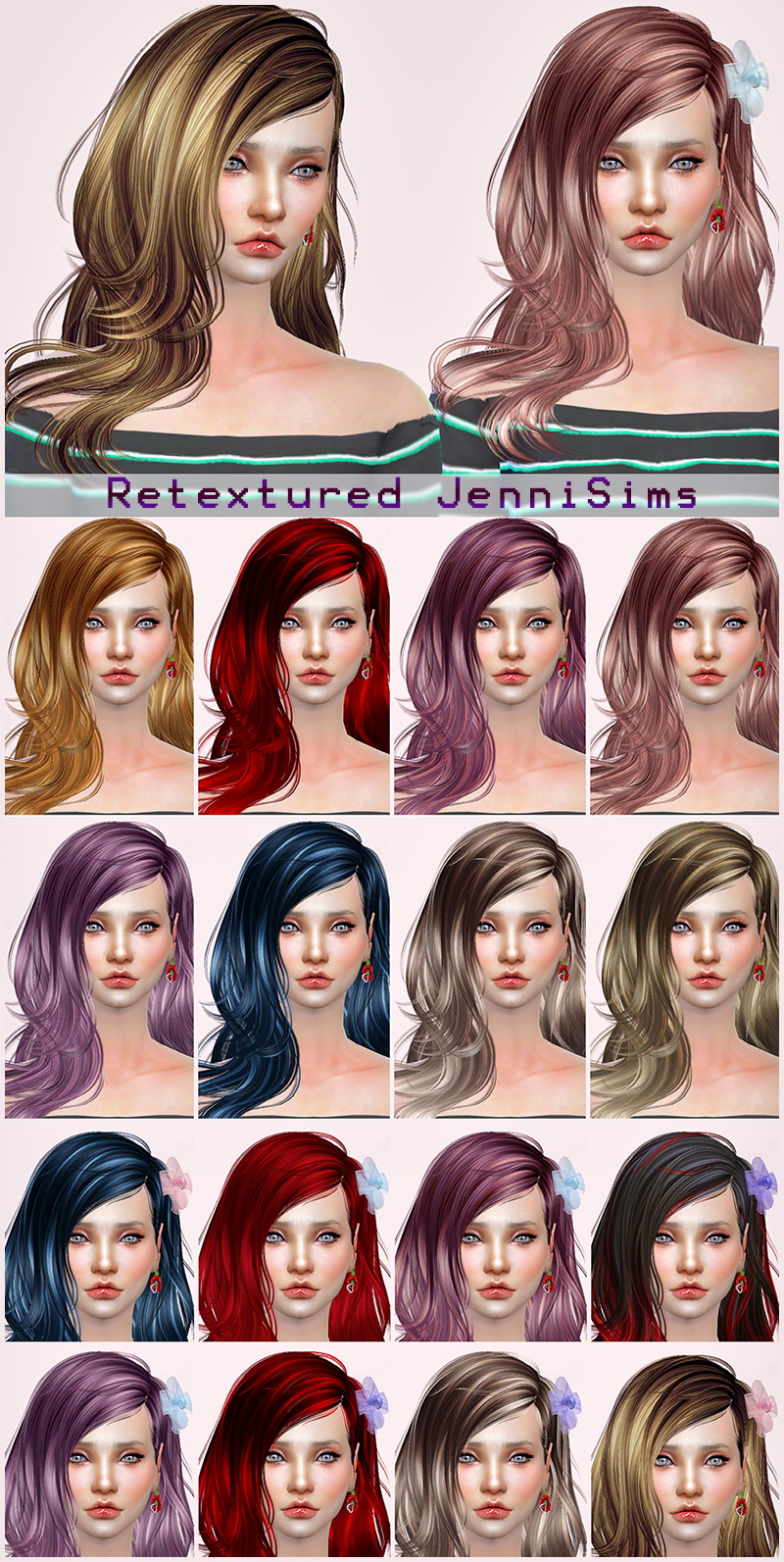 Jenni Sims Newsea`s Ivorytower Hair Retextured Sims 4 Hairs