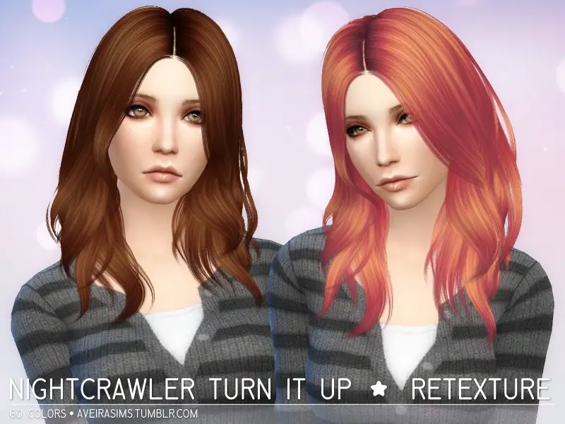 Aveira Sims 4 Nightcrawler`s Turn It Up Hair Retextured Sims 4 Hairs