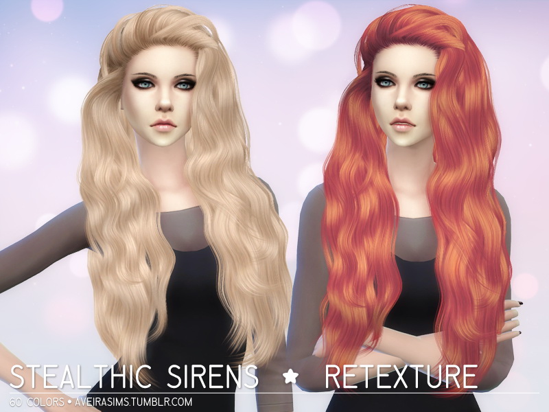 Aveira Sims 4: Stealthic`s Sirens hair retextured - Sims 4 Hairs