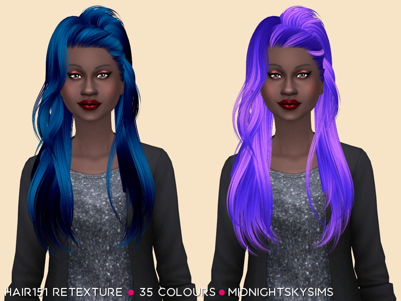 Simsworkshop: Hair 151 hair retextured - unnatural color by ...