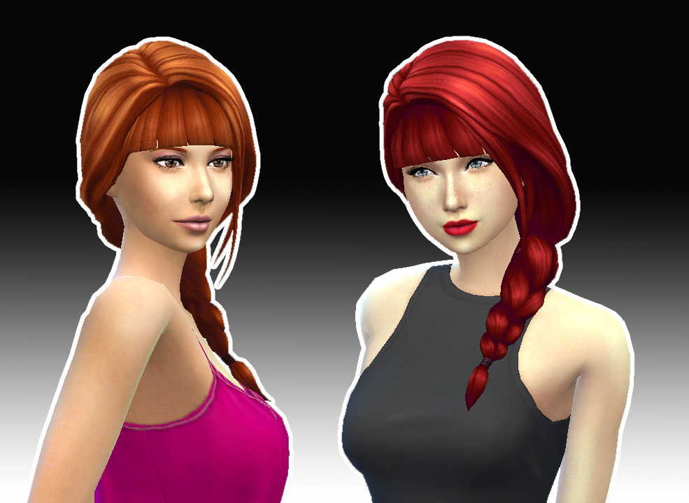 Mystufforigin: Braid Side With Bangs - Sims 4 Hairs