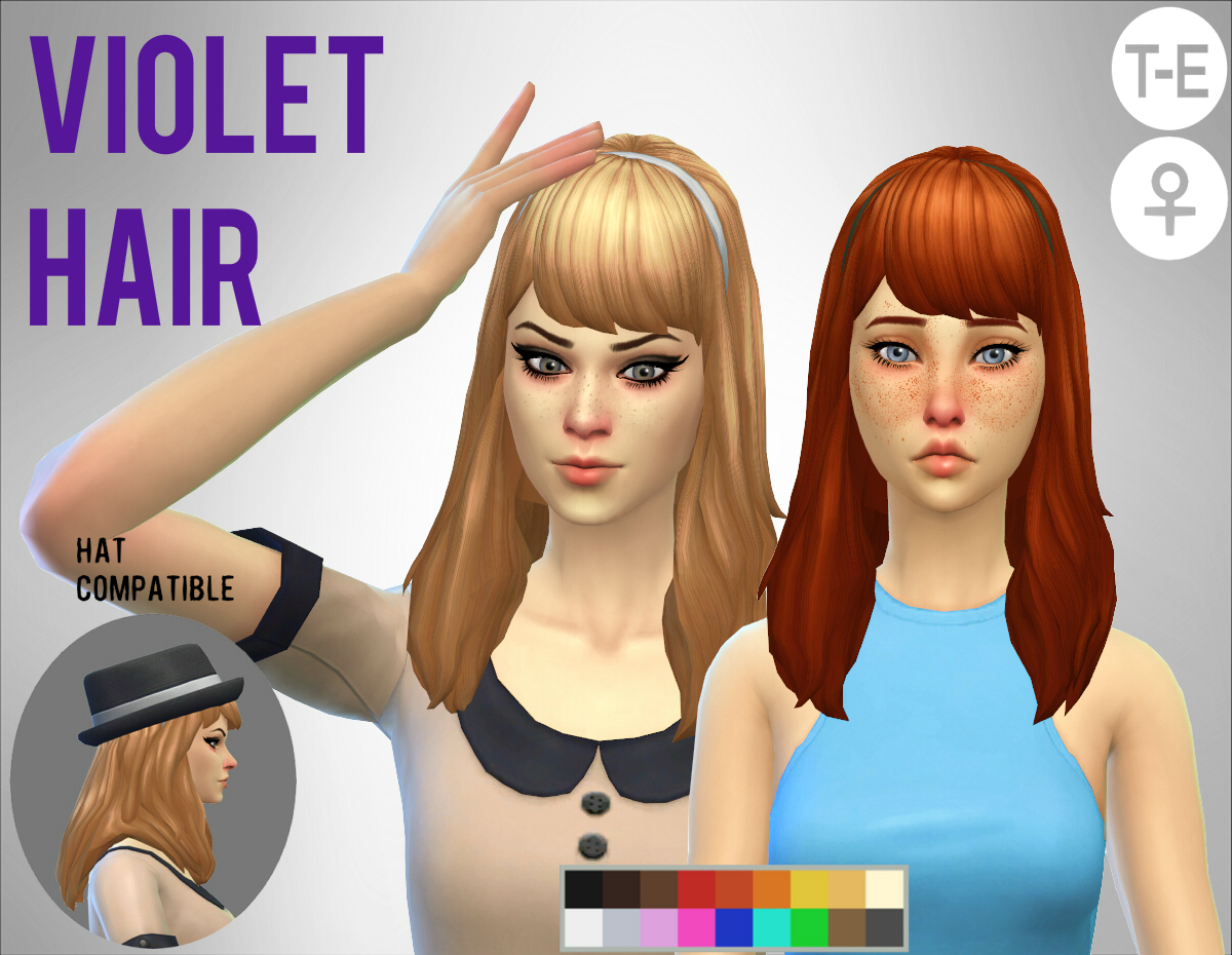Simduction: Violet hair - Sims 4 Hairs