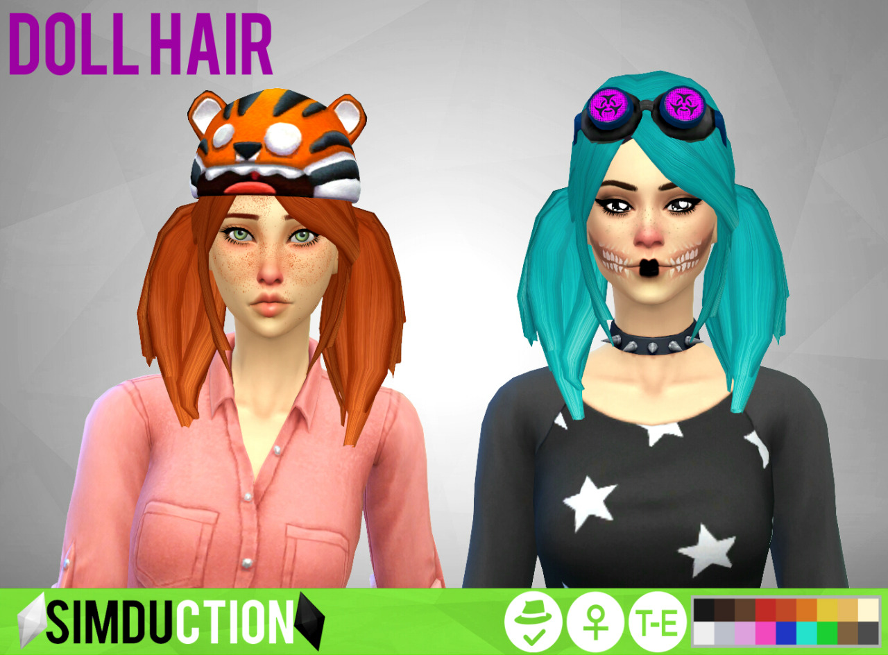 Simduction: Doll hair - Sims 4 Hairs