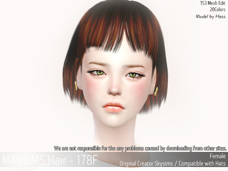 MAY Sims: May 178F hair retextured - Sims 4 Hairs