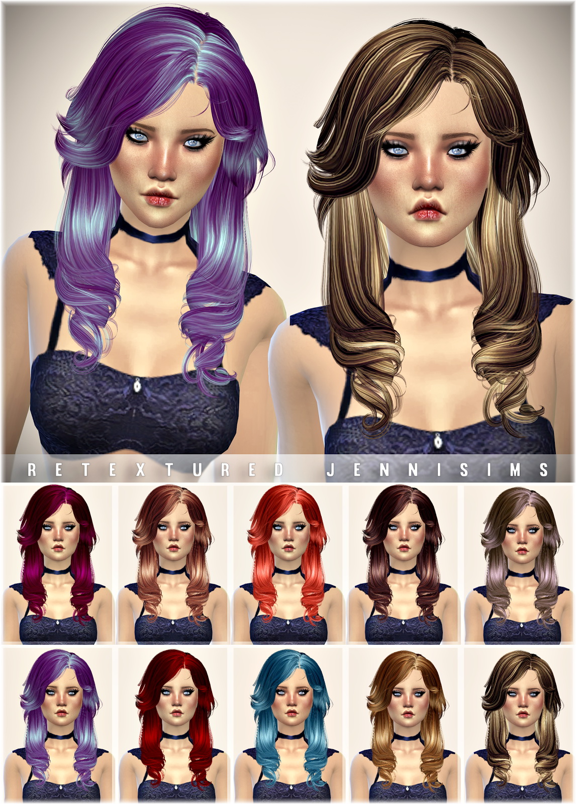 Jenni Sims Newsea`s Aileen Hair Retextured Sims 4 Hairs