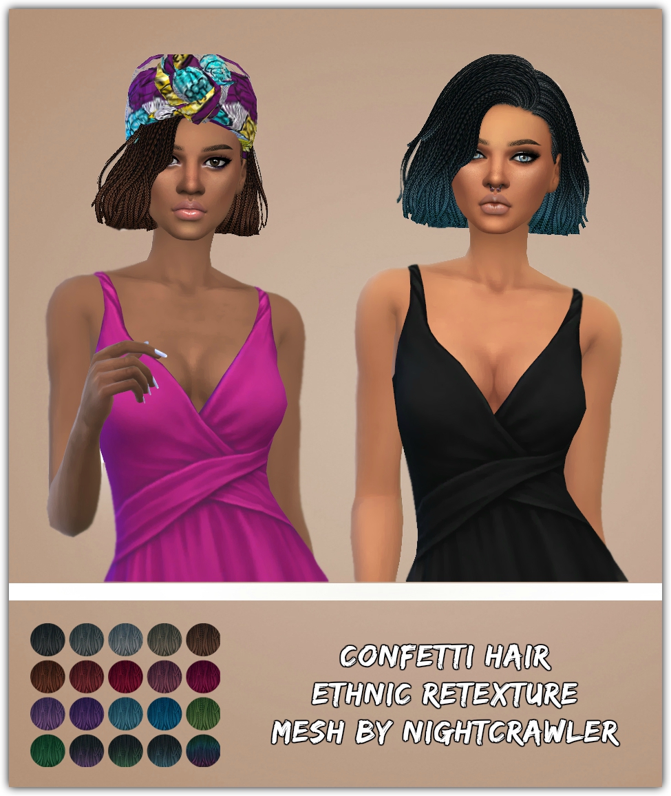 Simsworkshop: Confetti Hair Retextured by Ethnic - Sims 4 Hairs