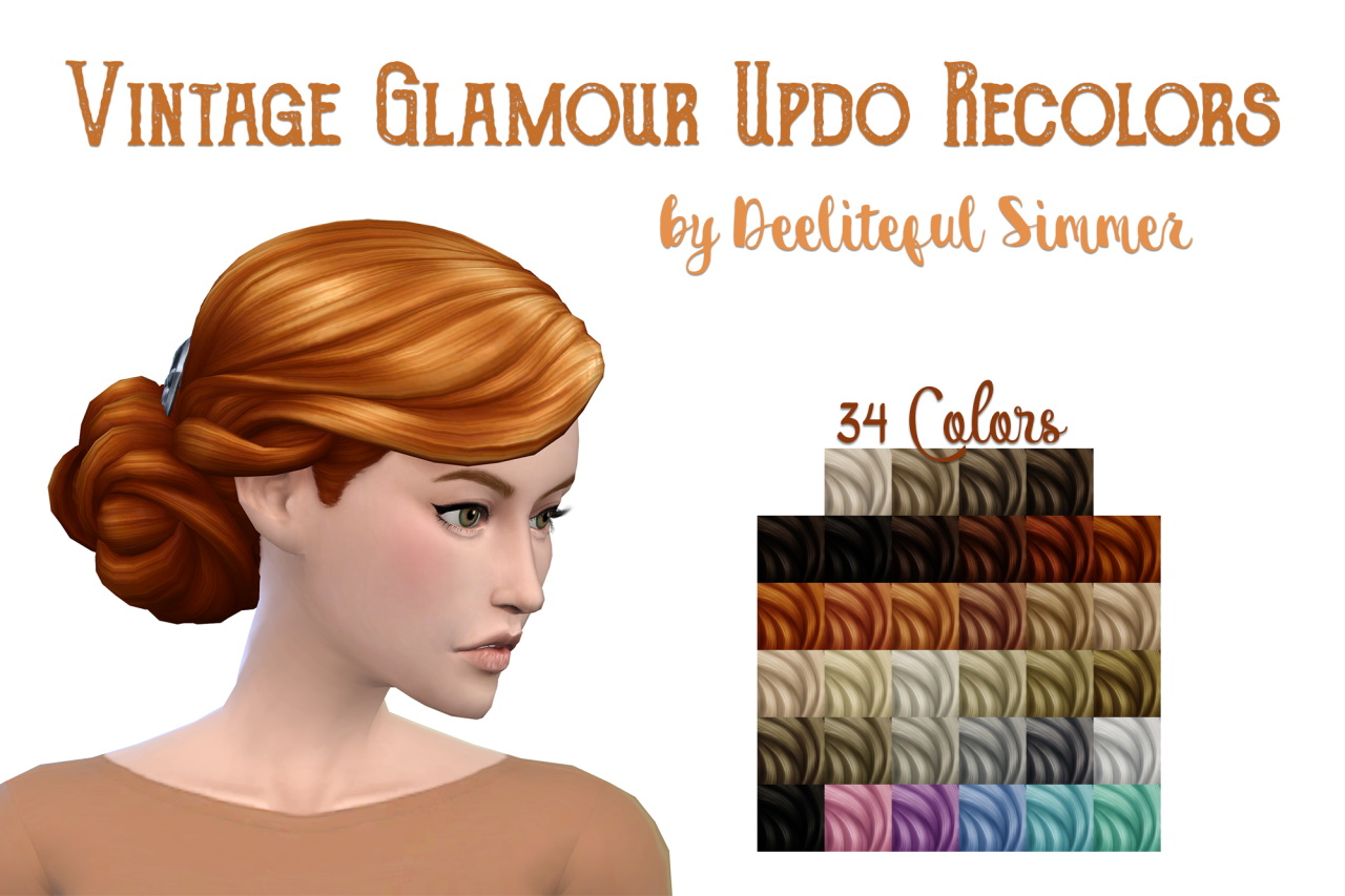 Deelitefulsimmer: Vintage Glamour Updo hair recolor - Sims 4 Hairs