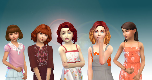 Mystufforigin: Girls Medium Hair Pack 3 - Sims 4 Hairs