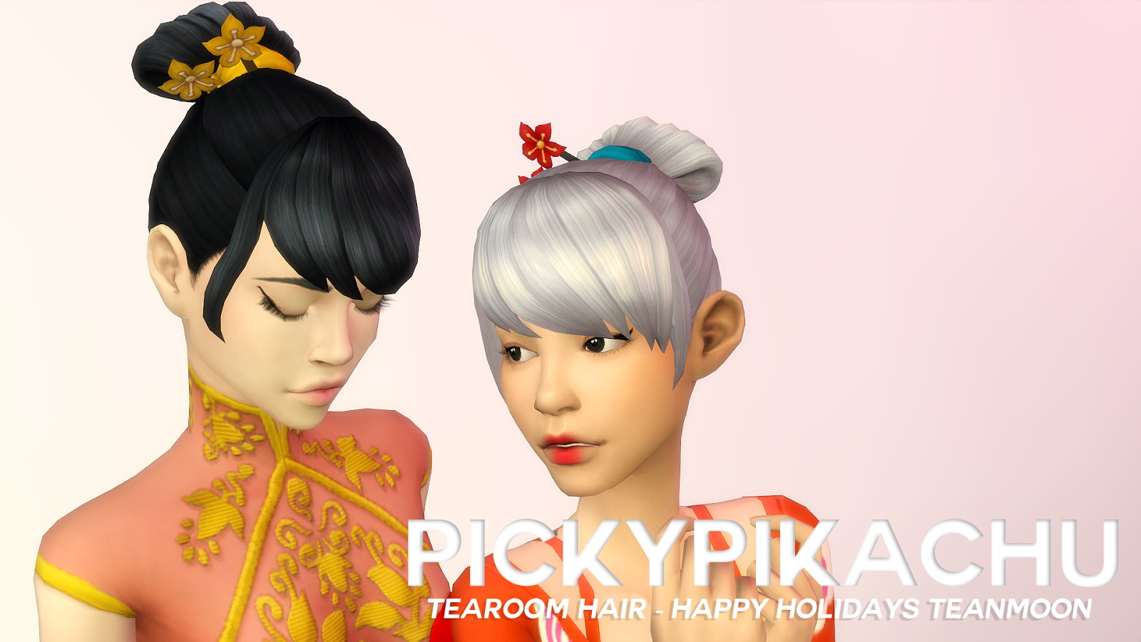 Pickypikachu: Tearoom Hair - Another Secret Santa Hair - Sims 4 Hairs