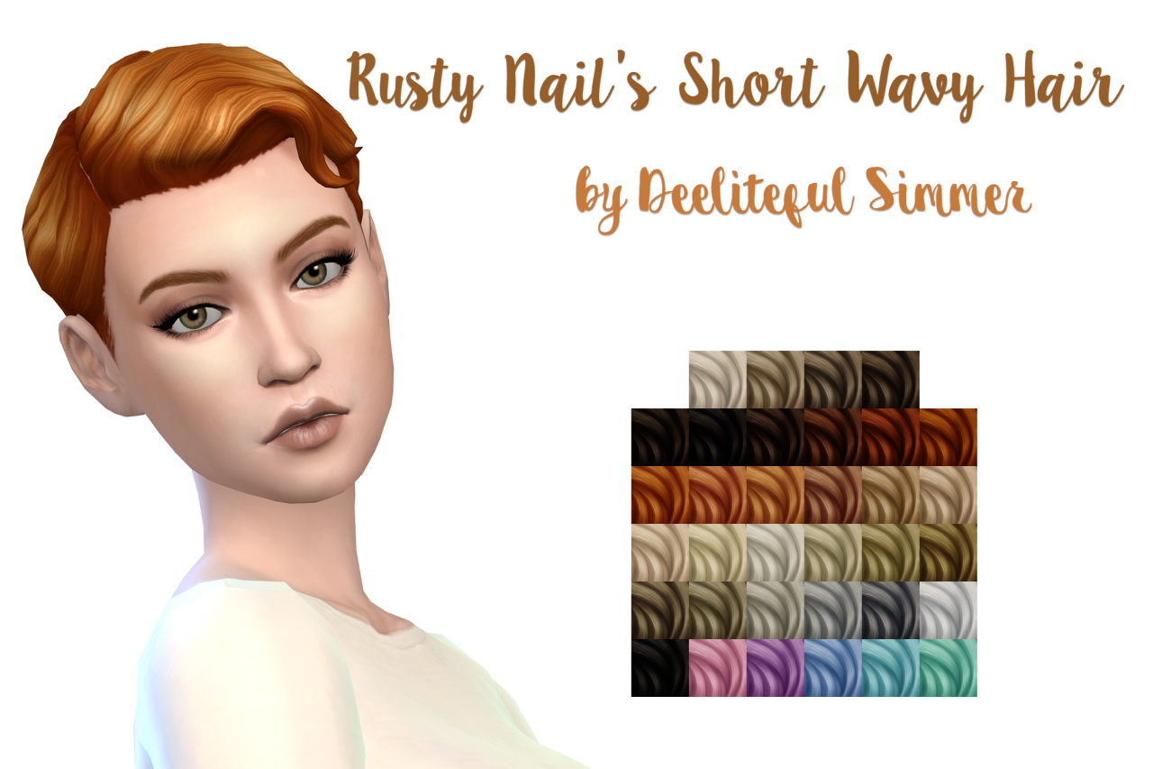 Deelitefulsimmer: Rusty Nail`s Short wavy hair retextured - Sims 4 Hairs