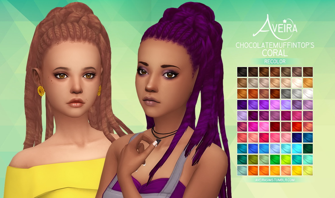 Aveira Sims 4: Chocolatemuffintop’s Coral - Recolor - Sims 4 Hairs