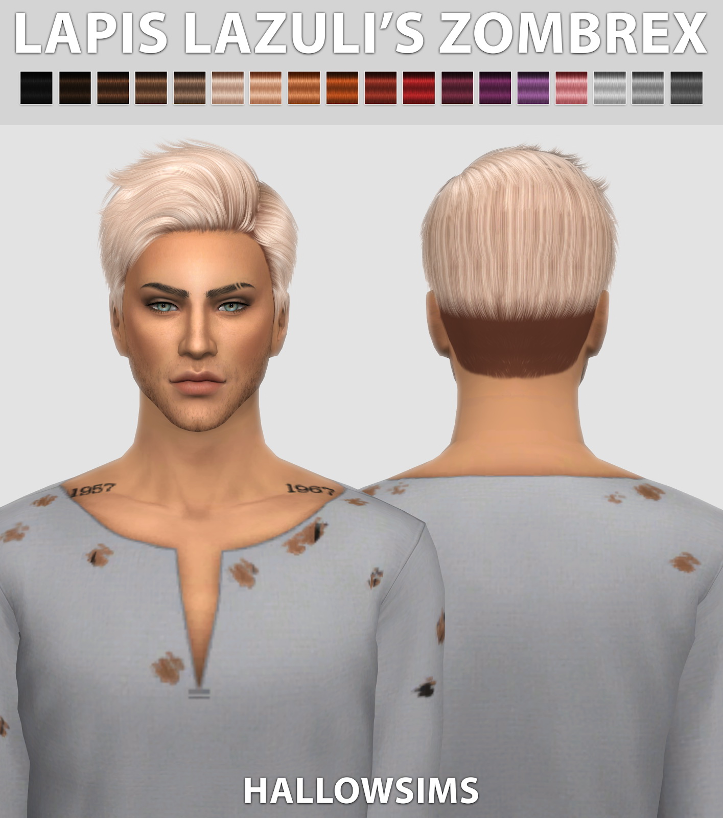 Sims 4 Hairs ~ Hallow Sims: Lapiz Lazuli's Zombrex hair retextured