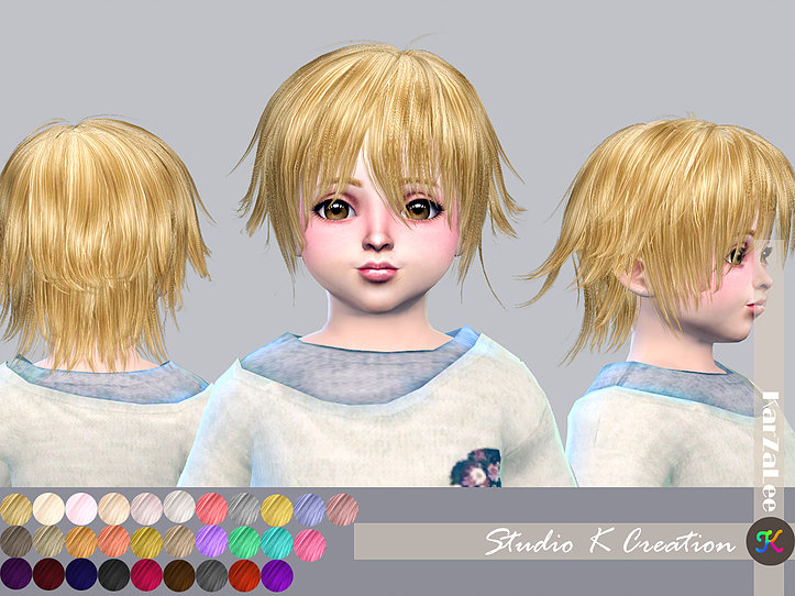 Studio K Creation: Animate hair 80 - Yuji for toddler - Sims 4 Hairs