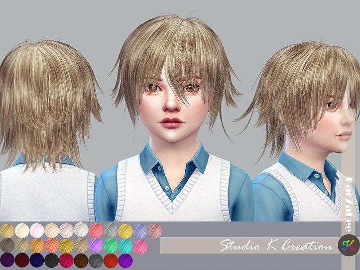 Studio K Creation: Animate hair 80 - Yuji for kids - Sims 4 Hairs