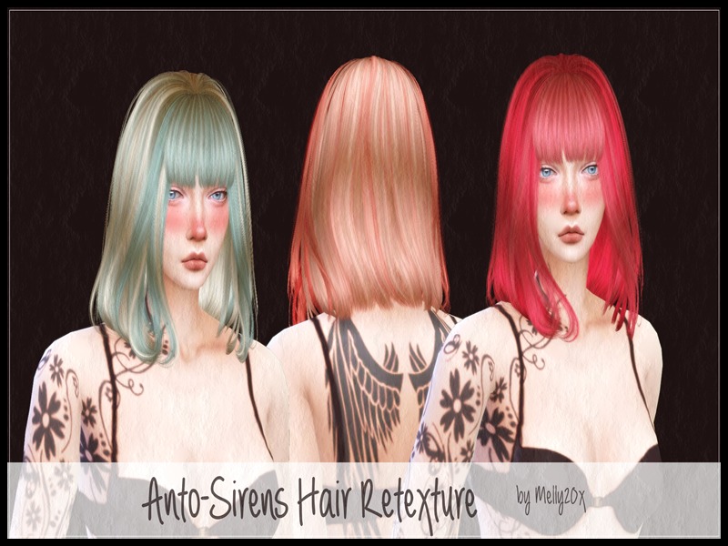 The Sims Resource: Anto`s Sirens hair retextured by melly20x - Sims 4 Hairs