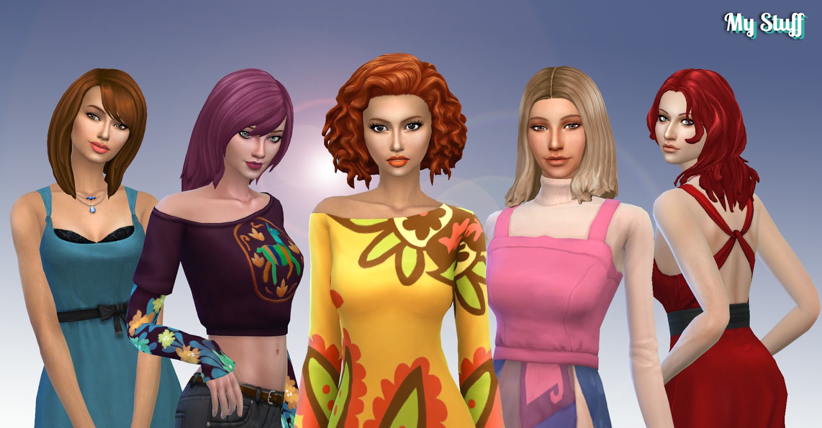 Mystufforigin: Female Medium hair retextured Pack 8 - Sims 4 Hairs