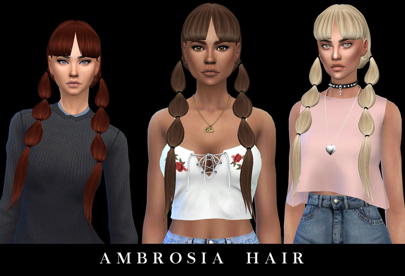 Leo 4 Sims: Ambrosia hair recolored - Sims 4 Hairs