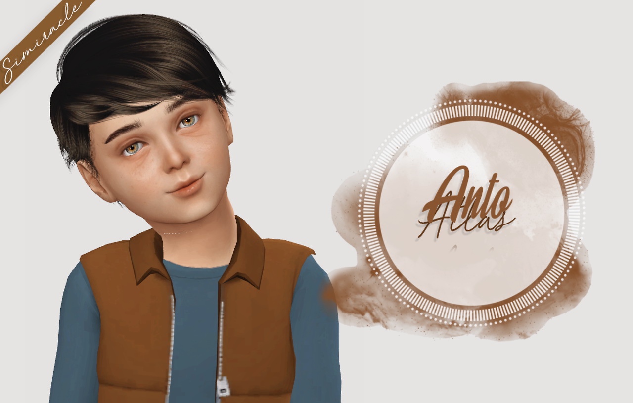 Simiracle: Anto`s Atlas hair retextured - Kids Version - Sims 4 Hairs