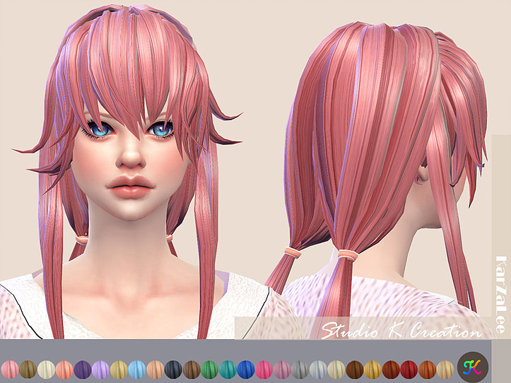 Studio K Creation: Animate hair 88 Yuno Gasai - Sims 4 Hairs