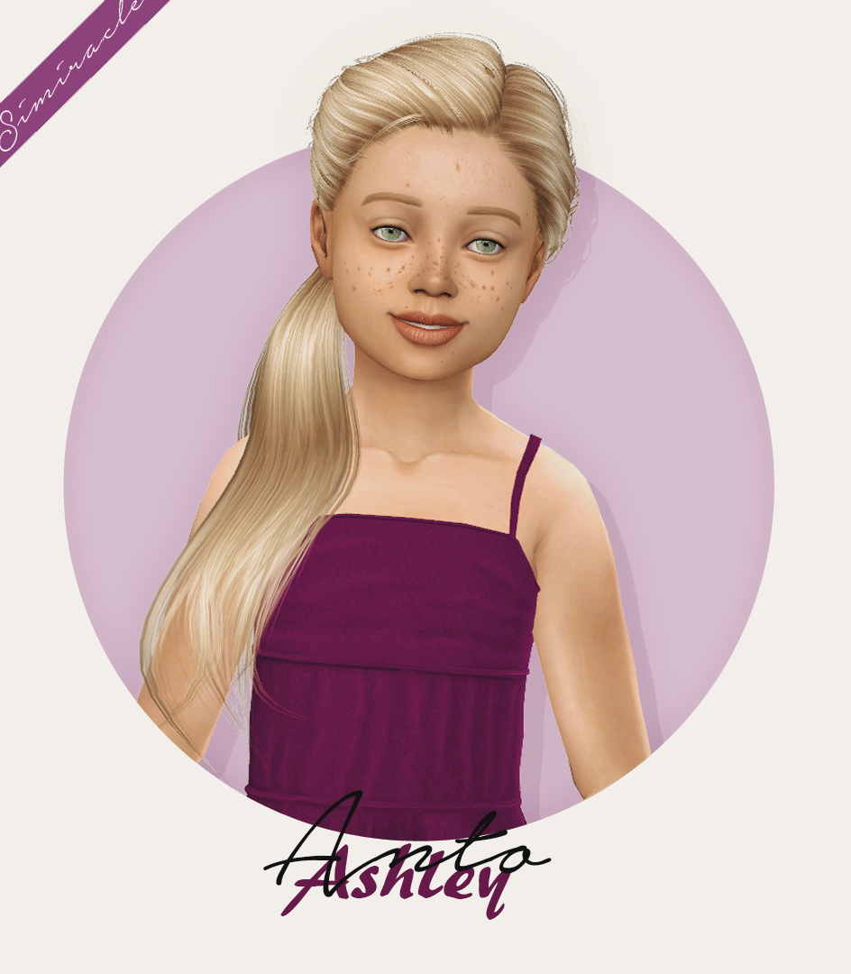 Simiracle: Anto`s Ashley hair retextured - Kids Version - Sims 4 Hairs
