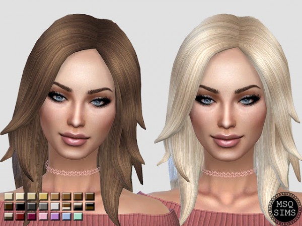Sims 4 Hairs ~ MSQ Sims: Long Rocker Hair Recolored