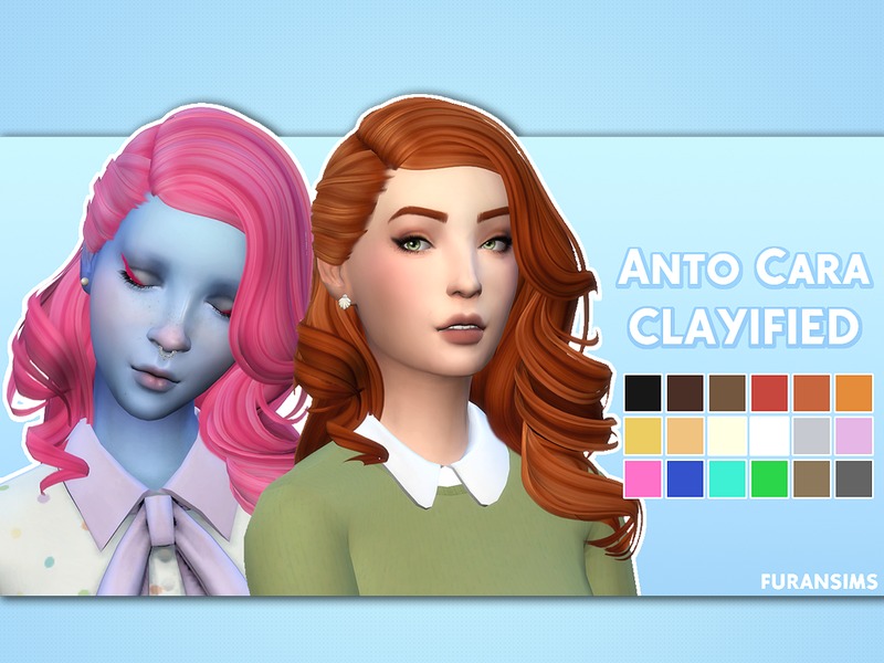 The Sims Resource: Anto`s Cara hair clayified - Sims 4 Hairs