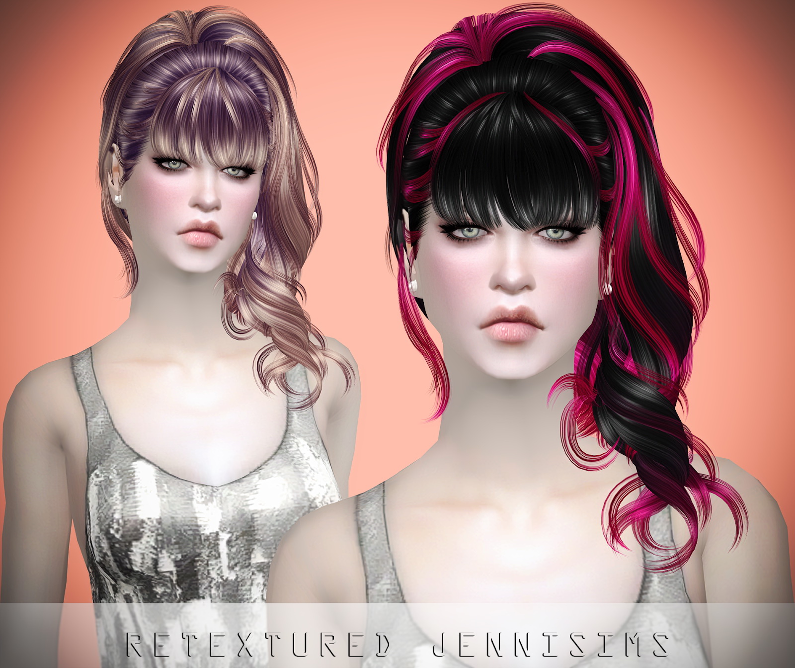 Jenni Sims Newsea`s Belladonna Hair Retextured Sims 4 Hairs