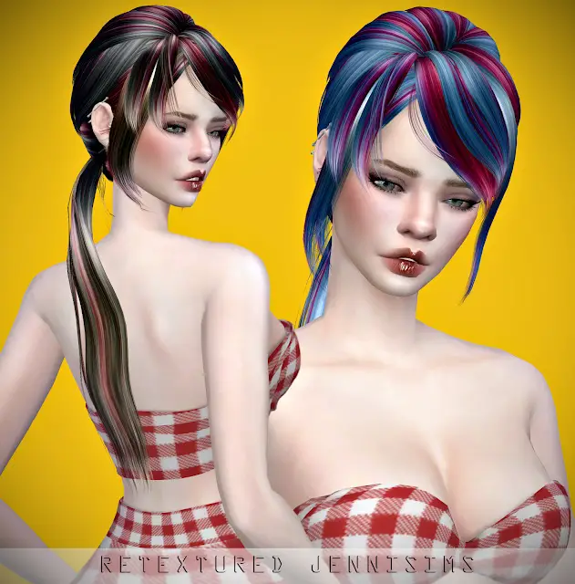 Jenni Sims Newsea`s Lucia Hair Retextured Sims 4 Hairs