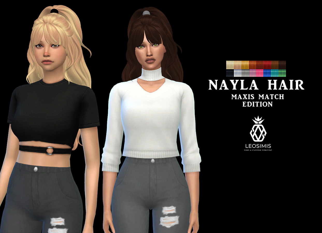 Leo 4 Sims: Nayla Hair recolored - Sims 4 Hairs