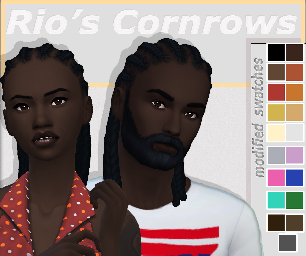 Dbasiasimbr: Rio`s Cornrows Hair Retextured - Sims 4 Hairs