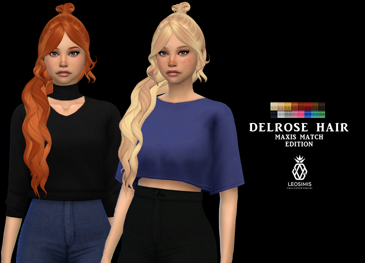 Leo 4 Sims: Delrose Hair - Sims 4 Hairs