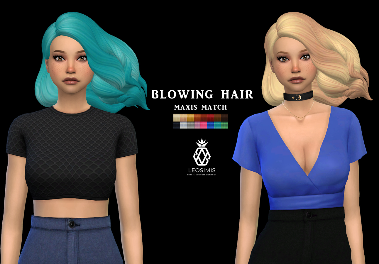 Leo 4 Sims: Blowing Hair - Sims 4 Hairs