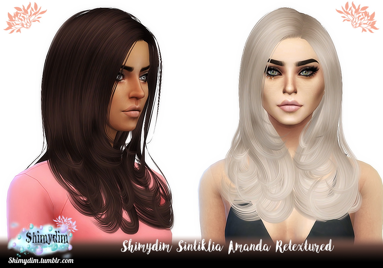 Shimydim: Sintiklia`s Amanda Hair Retextured - Sims 4 Hairs