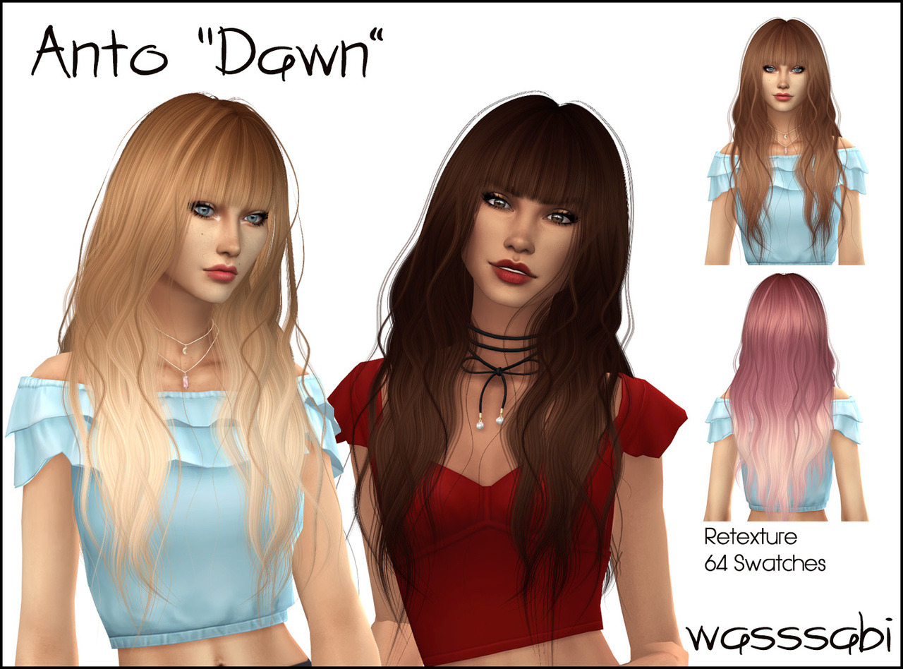 Wasssabi Sims: Anto`s Dawn Hair Retextured - Sims 4 Hairs