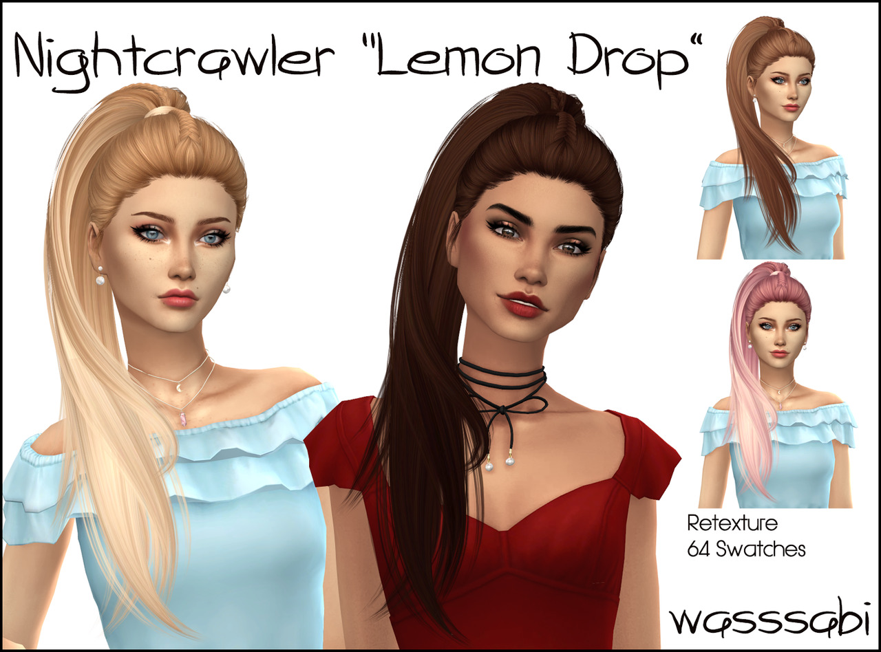 Wasssabi Sims: Nightcrawler`s Lemon Drop hair retextured - Sims 4 Hairs