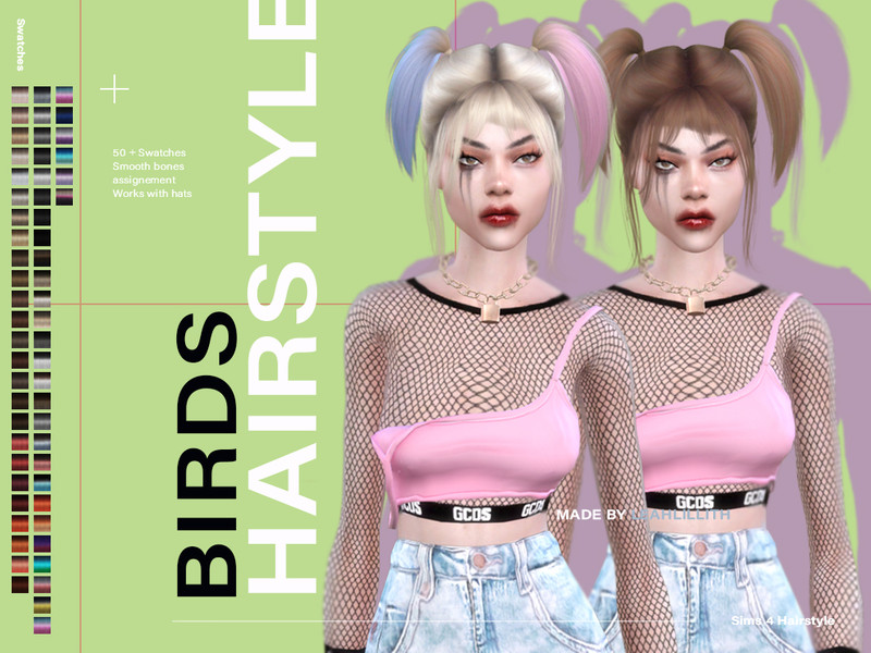 The Sims Resource: Birds Hair by Leah Lillith - Sims 4 Hairs