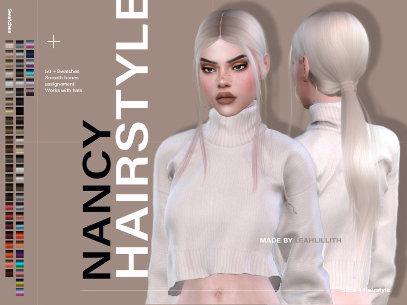 The Sims Resource: Nancy Hair by LeahLillith - Sims 4 Hairs