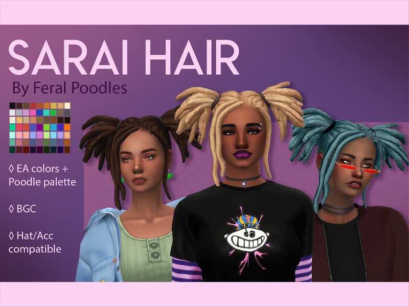 The Sims Resource: Sarai Hair Retextured by feralpoodles - Sims 4 Hairs