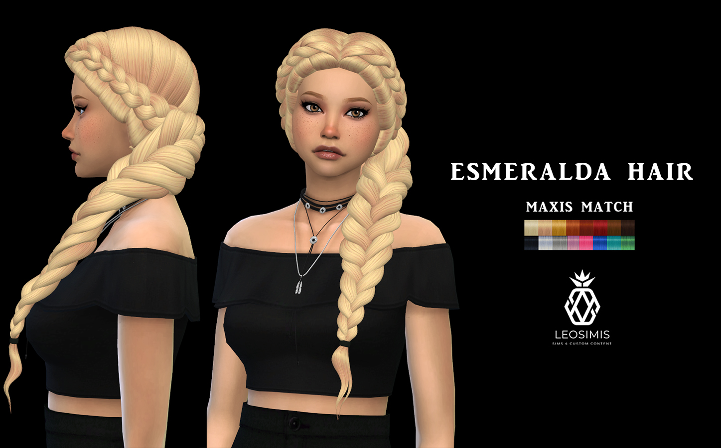 Leo 4 Sims: Esmeralda Hair - Sims 4 Hairs