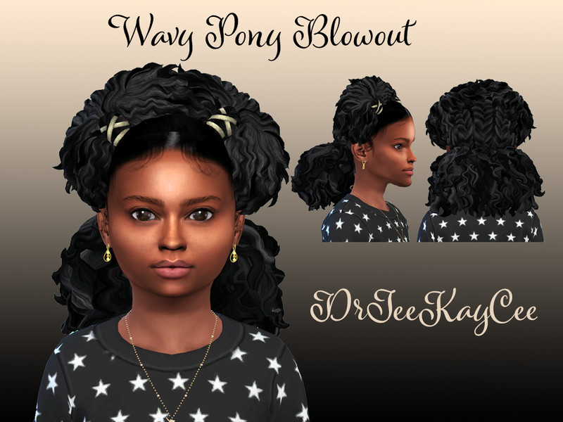 The Sims Resource: Wavy Pony Blowout Hair Retextured by drteekaycee ...